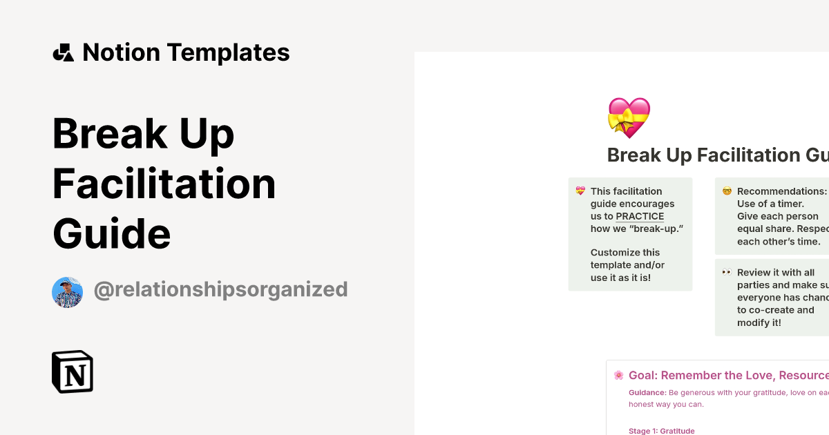 Break Up Facilitation Guide Template by Amorgnze | Notion Marketplace
