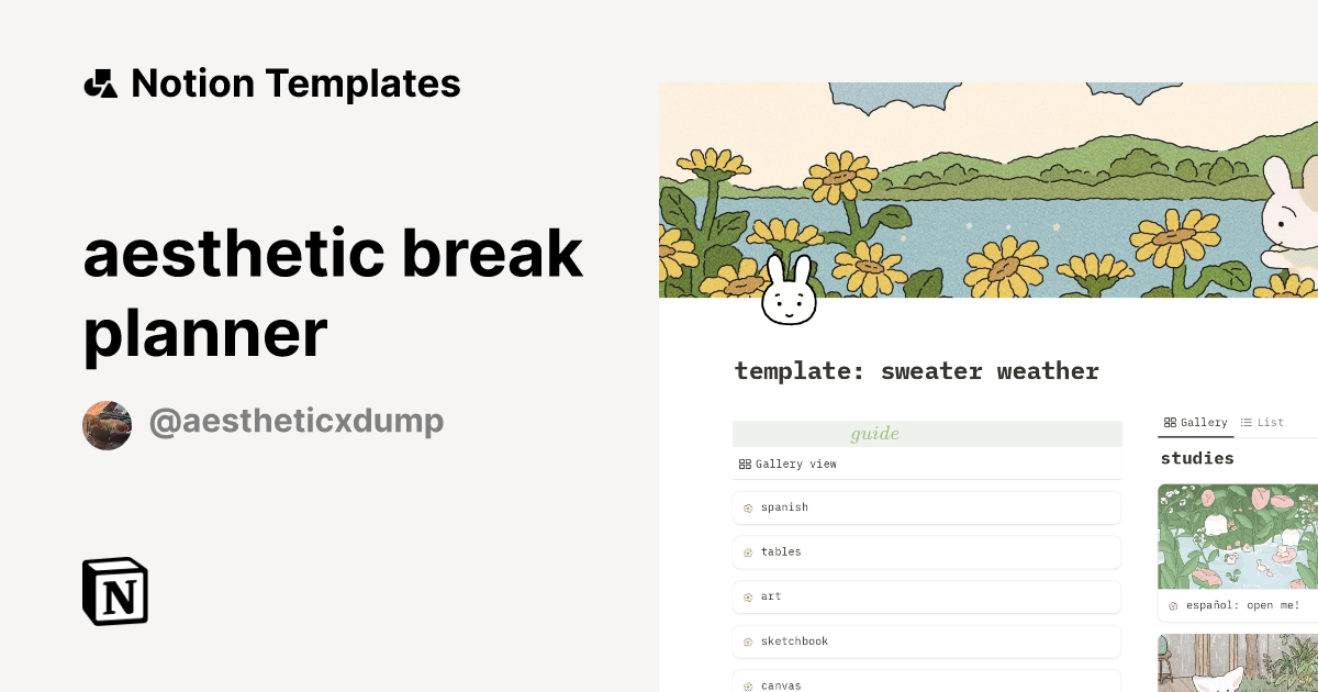 aesthetic break planner Template | Notion Marketplace