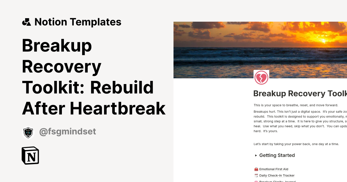 Breakup Recovery Toolkit: Rebuild After Heartbreak Template by Focus ...
