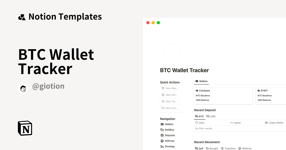 BTC Wallet Tracker Template | Notion Marketplace