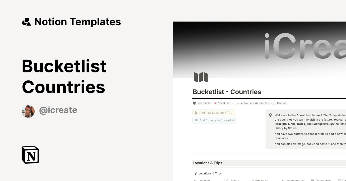 Bucketlist Countries Template | Notion Marketplace