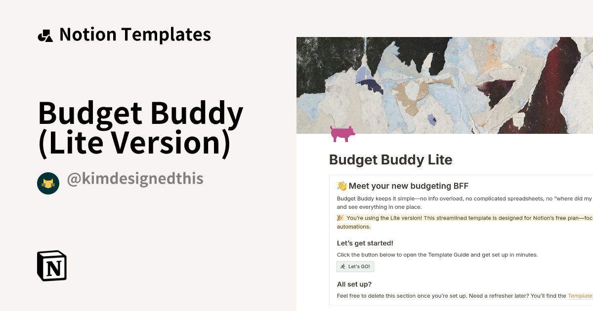 Budget Buddy (Lite Version) Template | Notion Marketplace