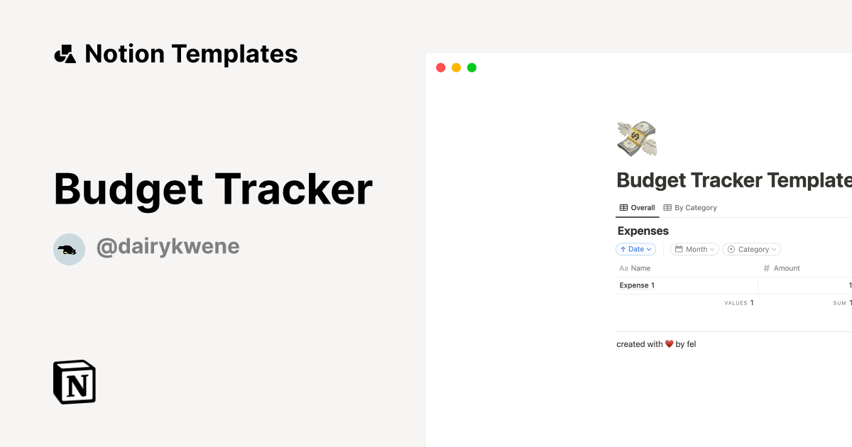 Budget Tracker Template by Fel | Notion Marketplace