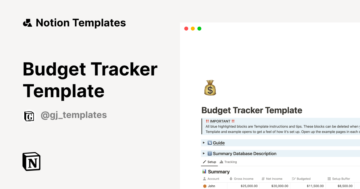 Budget Tracker Template Template | Notion Marketplace