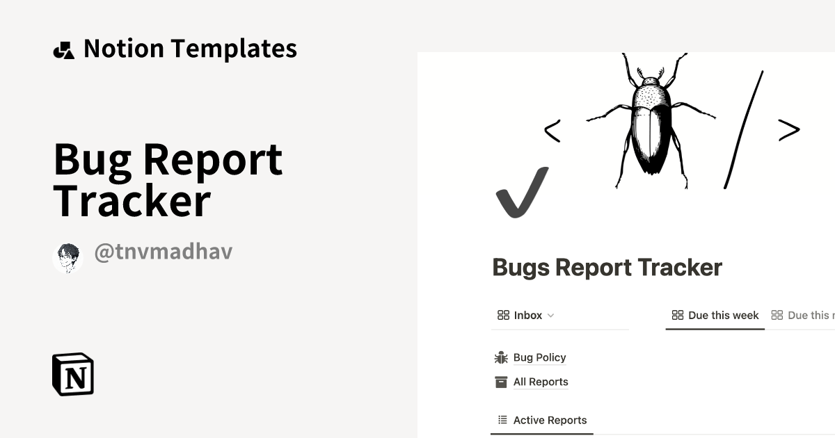 Bug Report Tracker Template By Tnvmadhav Notion Marketplace