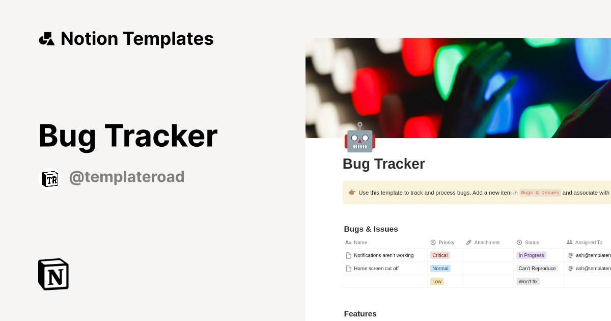 Bug Tracker Template | Notion Marketplace