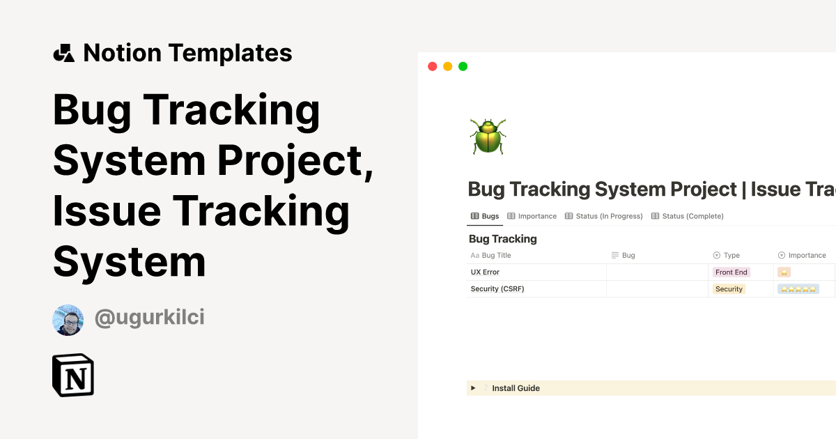 Bug Tracking System Project, Issue Tracking System Template | Notion ... Bug Tracking System Project, Issue Tracking System Template | Notion ...