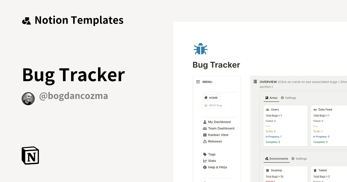 Bug Tracker Template by Bogdan Cozma | Notion Marketplace