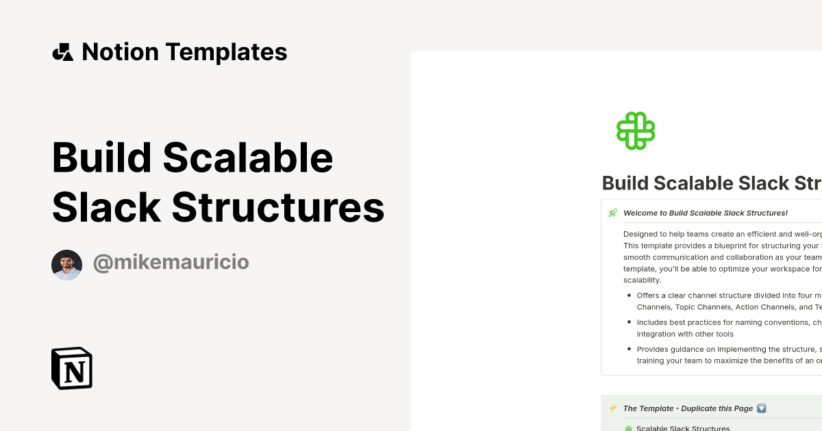 Build Scalable Slack Structures Template by Mike Mauricio | Notion ...