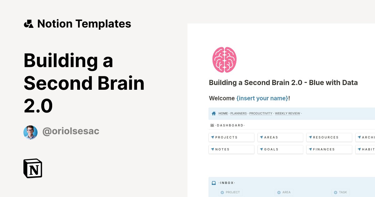 Building a Second Brain 2.0 Template | Notion Marketplace