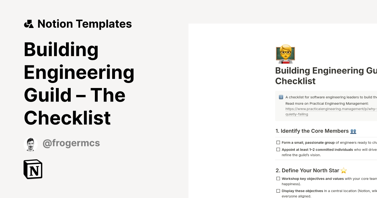 Building Engineering Guild – The Checklist Template by Mirek Stanek ...