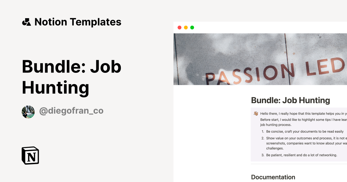 Bundle: Job Hunting Template by Diegofran.co | Notion Marketplace