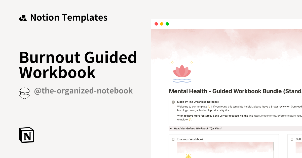 Burnout Guided Workbook Template by The Organized Notebook | Notion ...