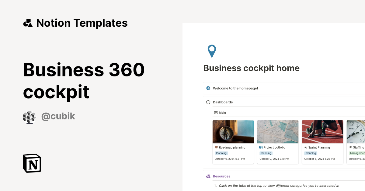 Business 360 cockpit Template | Notion Marketplace