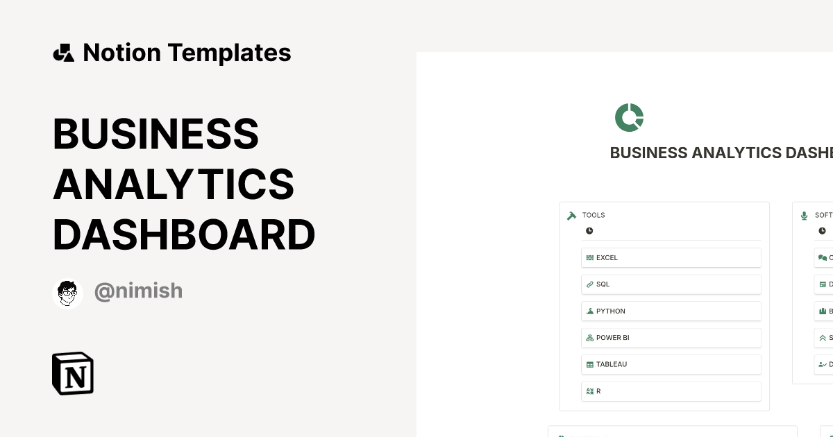 Business Analytics Dashboard Template By Nimish Notion Marketplace