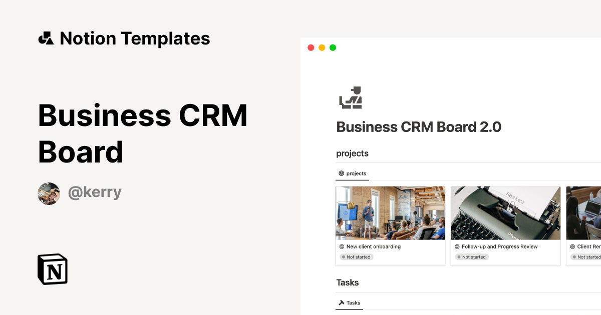 Business CRM Board Template by Edun Kerry | Notion Marketplace