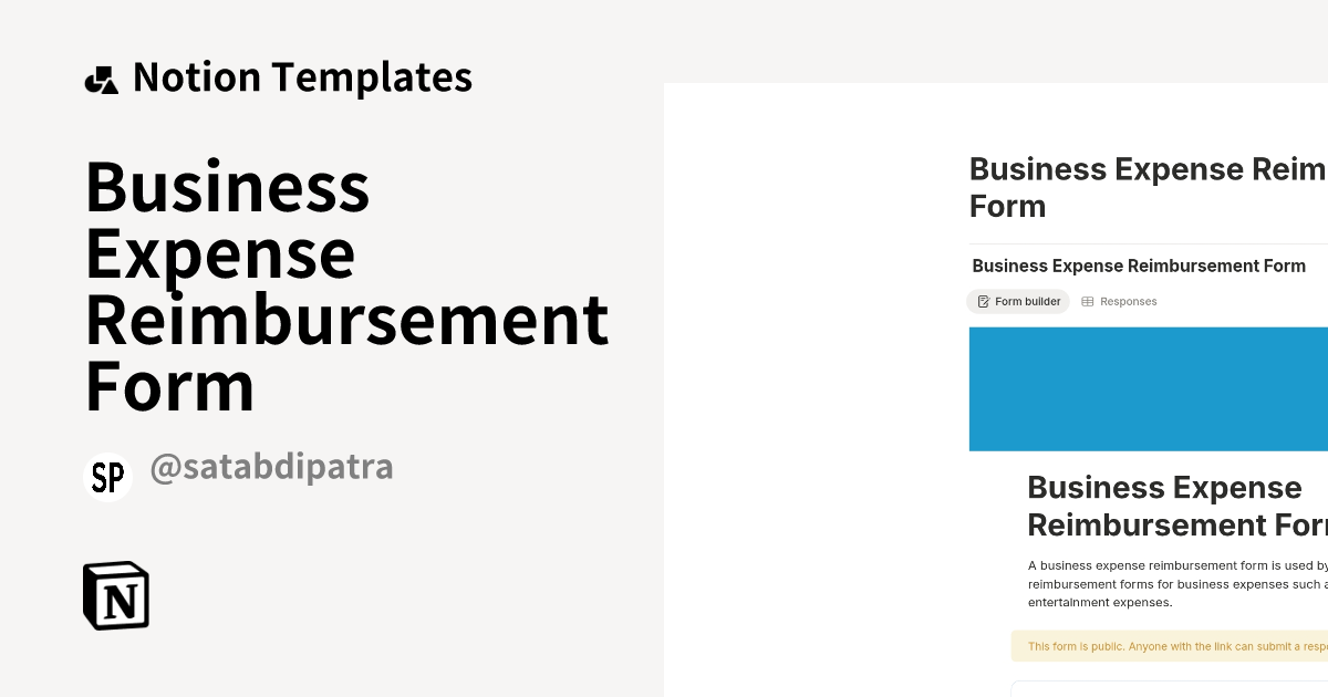 Business Expense Reimbursement Form Template by Satabdi Patra | Notion ...