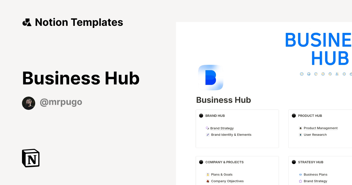 Business Hub Template by mrpugo | Notion Marketplace