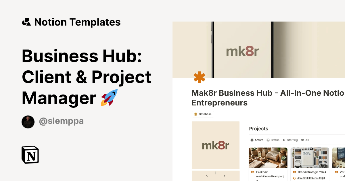 Business Hub: Client & Project Manager 🚀 Template | Notion Marketplace