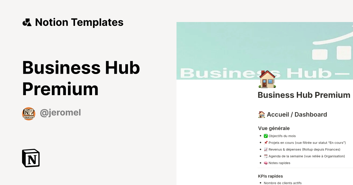 Business Hub Premium Template by Jérome | Notion Marketplace