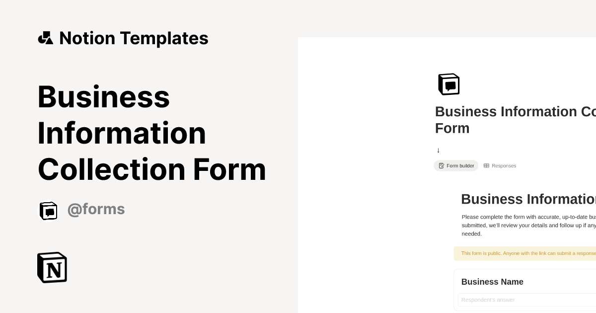 Business Information Collection Form Template by Forms | Notion Marketplace