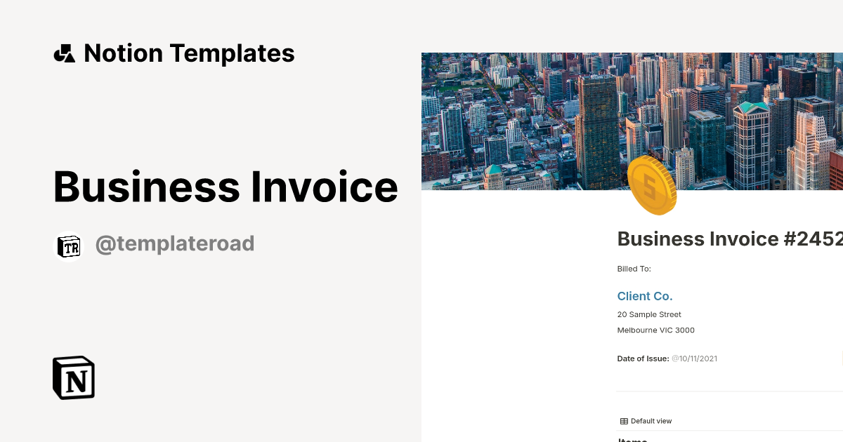 Business Invoice Template by Template Road | Notion Marketplace