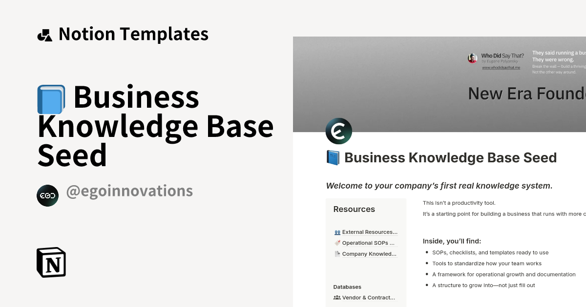 📘 Business Knowledge Base Seed Template | Notion Marketplace