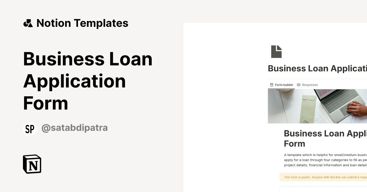 Business Loan Application Form Template Notion Marketplace