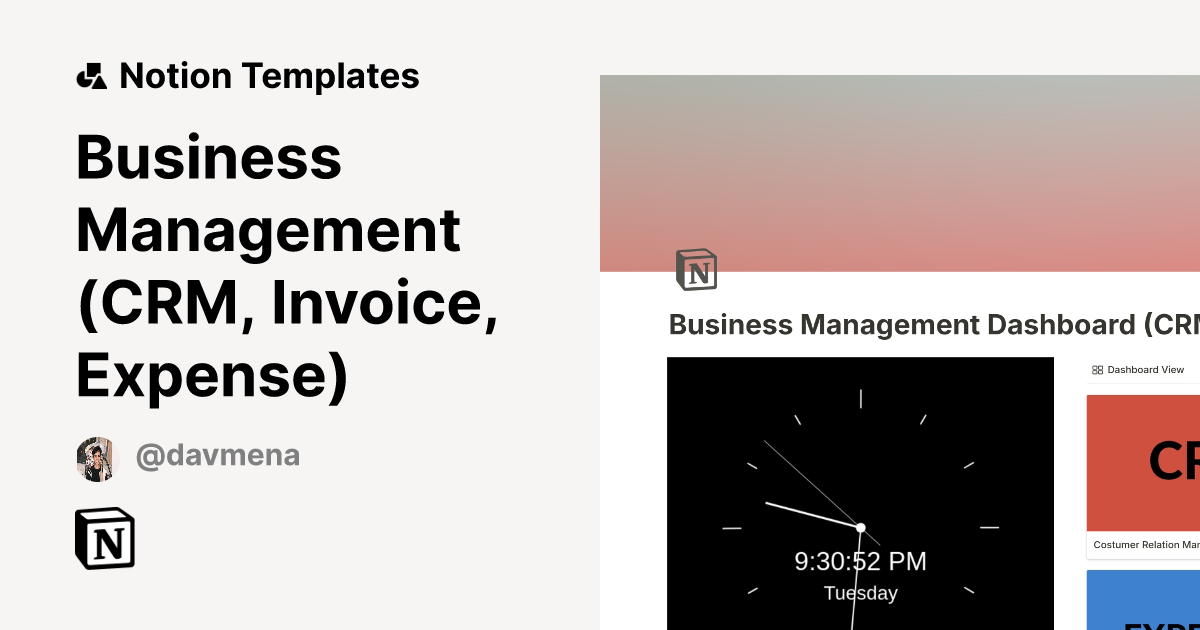 Business Management (CRM, Invoice, Expense) Template | Notion Marketplace