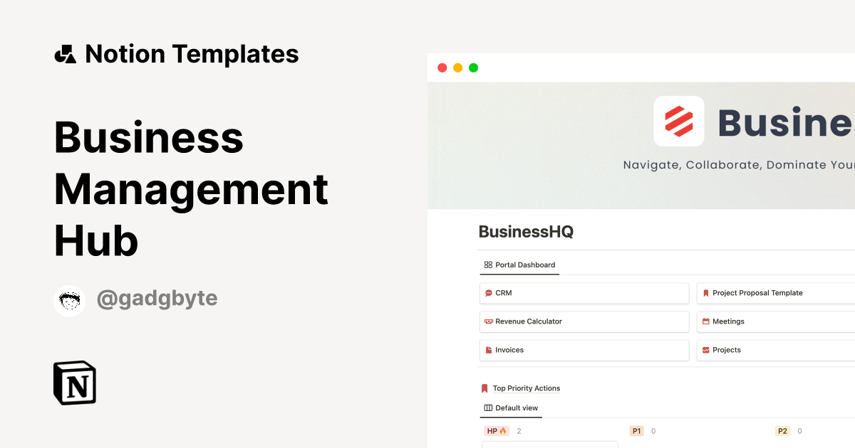 Business Management Hub Template | Notion Marketplace