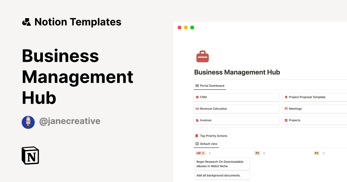 Business Management Hub Template | Notion Marketplace