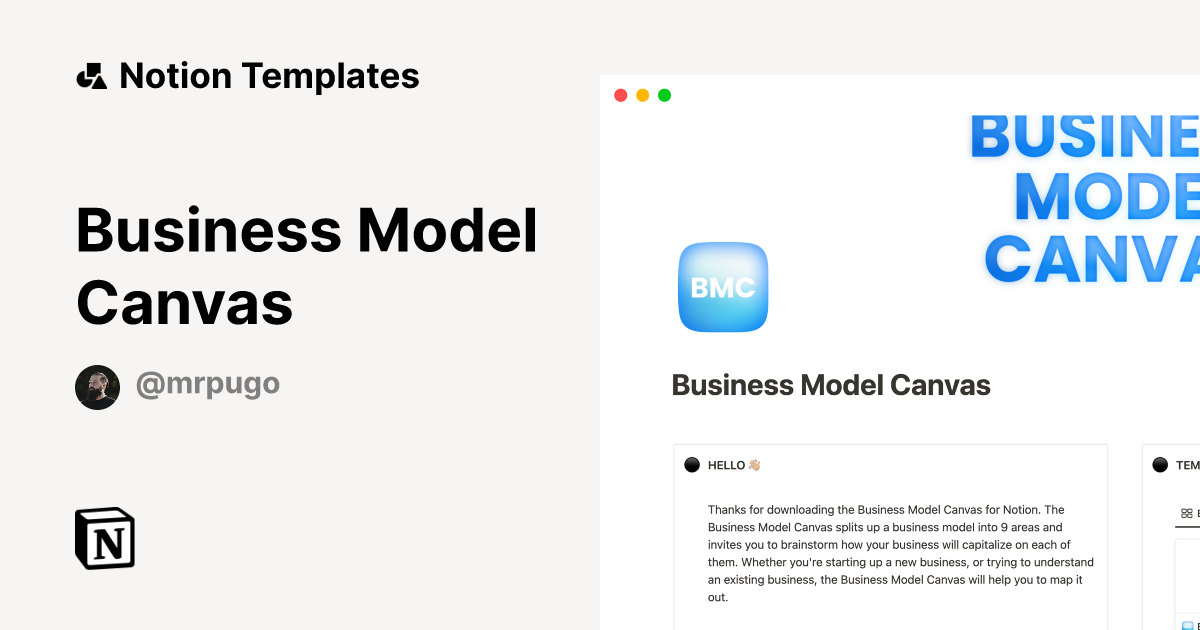 Business Model Canvas Template | Notion Marketplace