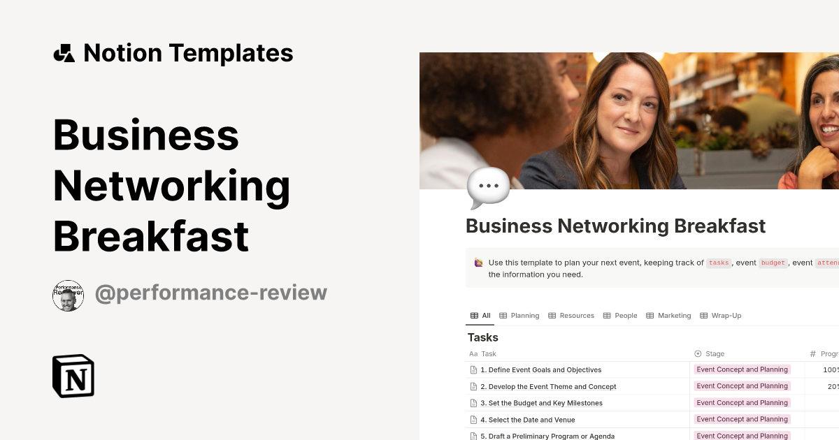 Business Networking Breakfast Template by Event Planning Checklist ...