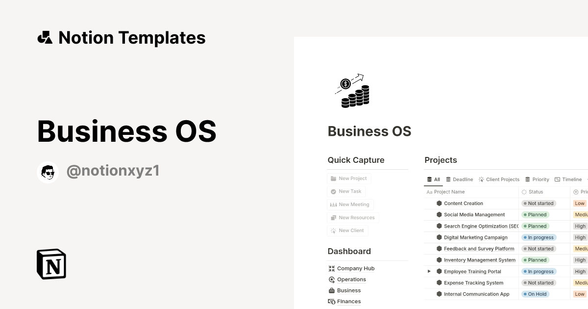Business OS Template by Notionxyz | Notion Marketplace