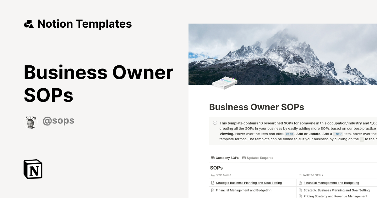 Business Owner SOPs Template | Notion Marketplace