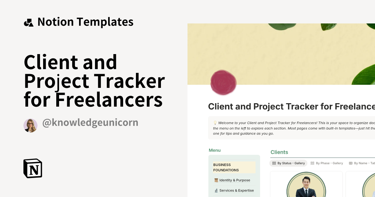 Business Planner for Freelancers Template by Knowledge Unicorn | Notion Marketplace