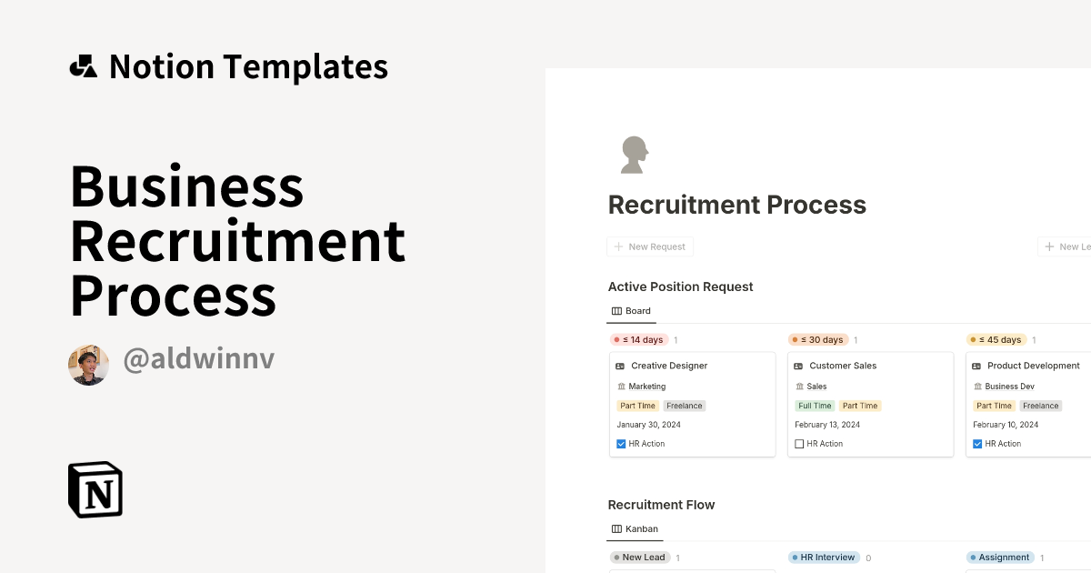 Business Recruitment Process Template by Aldwin Nou | Notion Marketplace