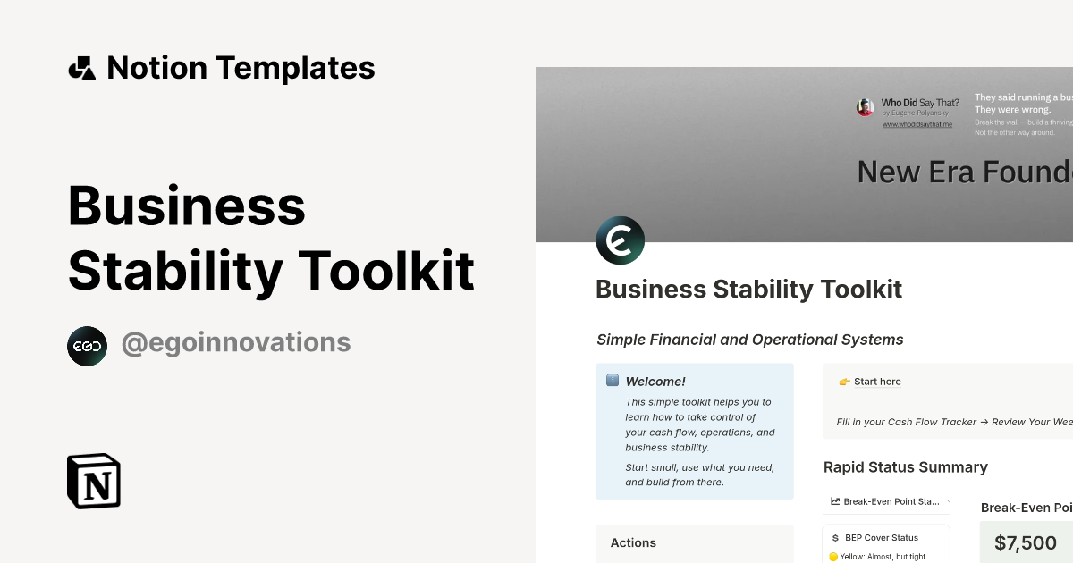 Business Stability Toolkit Template | Notion Marketplace