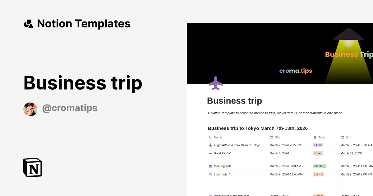 Business trip Template | Notion Marketplace