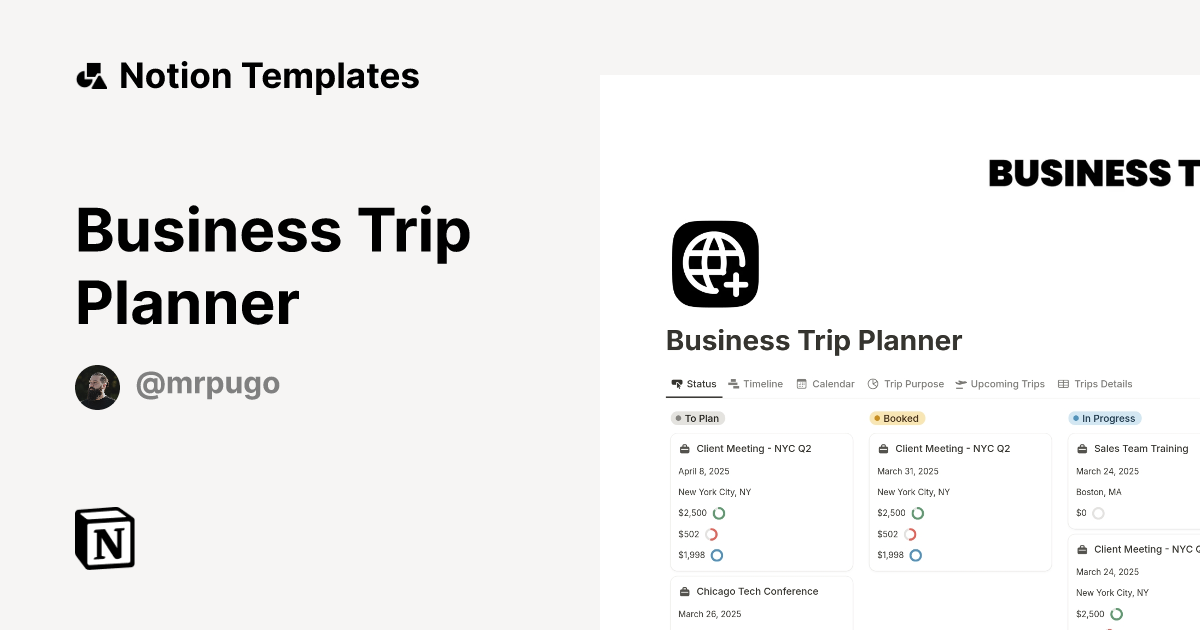 Business Trip Planner Template | Notion Marketplace