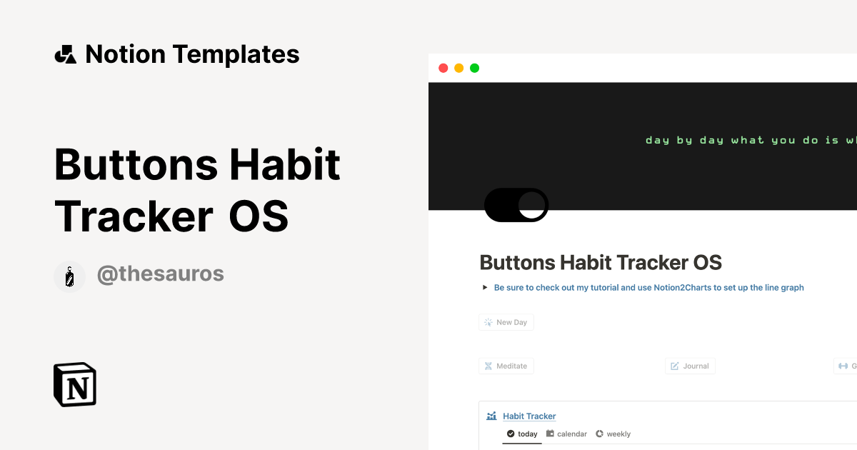 Buttons Habit Tracker OS Template by Thesauros | Notion Marketplace