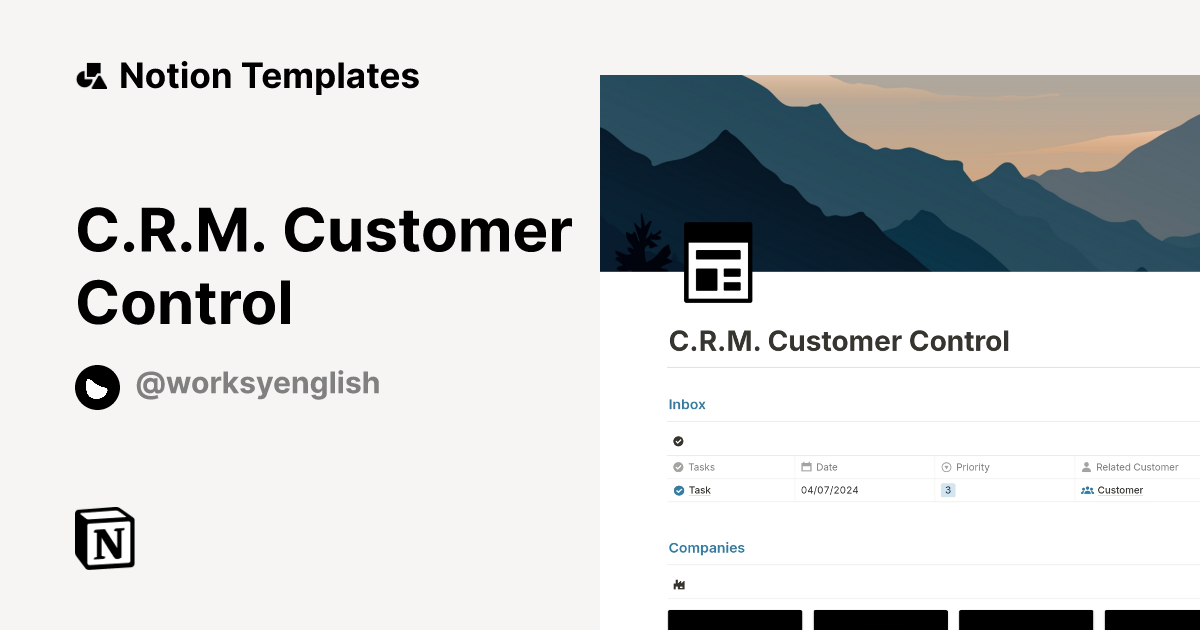 C.R.M. Customer Control Template by Worksy 🇺🇸 | Notion Marketplace