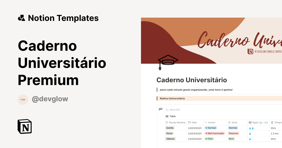 Caderno Universitário Premium Template by DevGlow - Camilli Santos ...