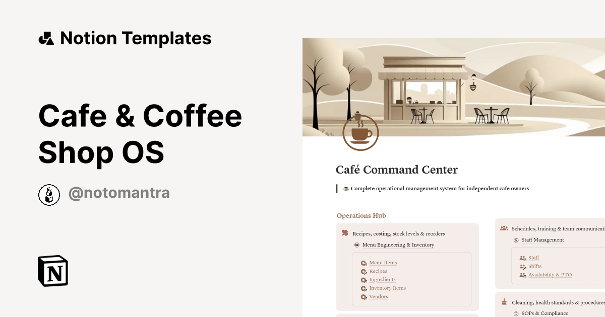 Cafe & Coffee Shop OS Template by NotoMantra | Notion Marketplace