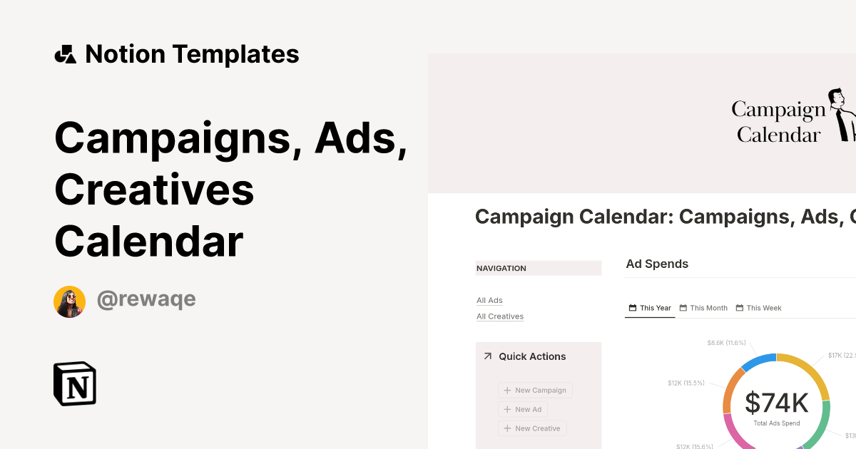 Campaigns, Ads, Creatives Calendar Template | Notion Marketplace