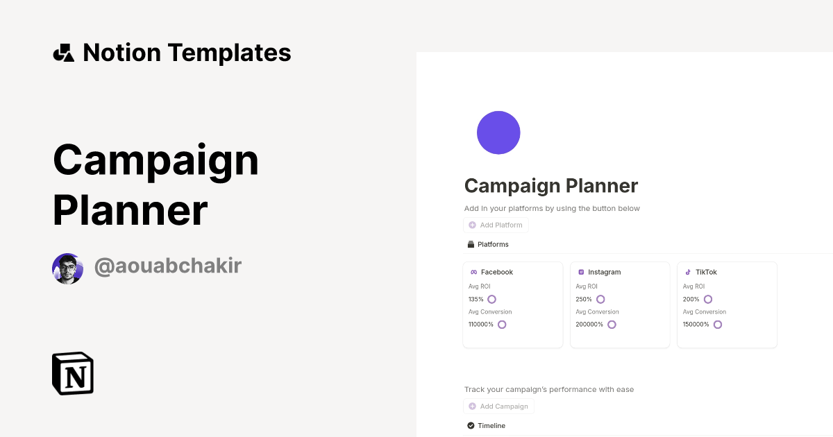 Campaign Planner Template by Aouab Chakir | Notion Marketplace