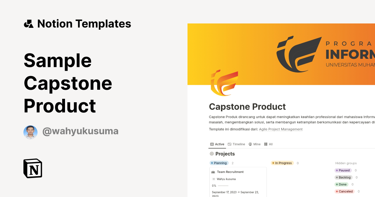 Sample Capstone Product Template by wahyukusuma | Notion Marketplace