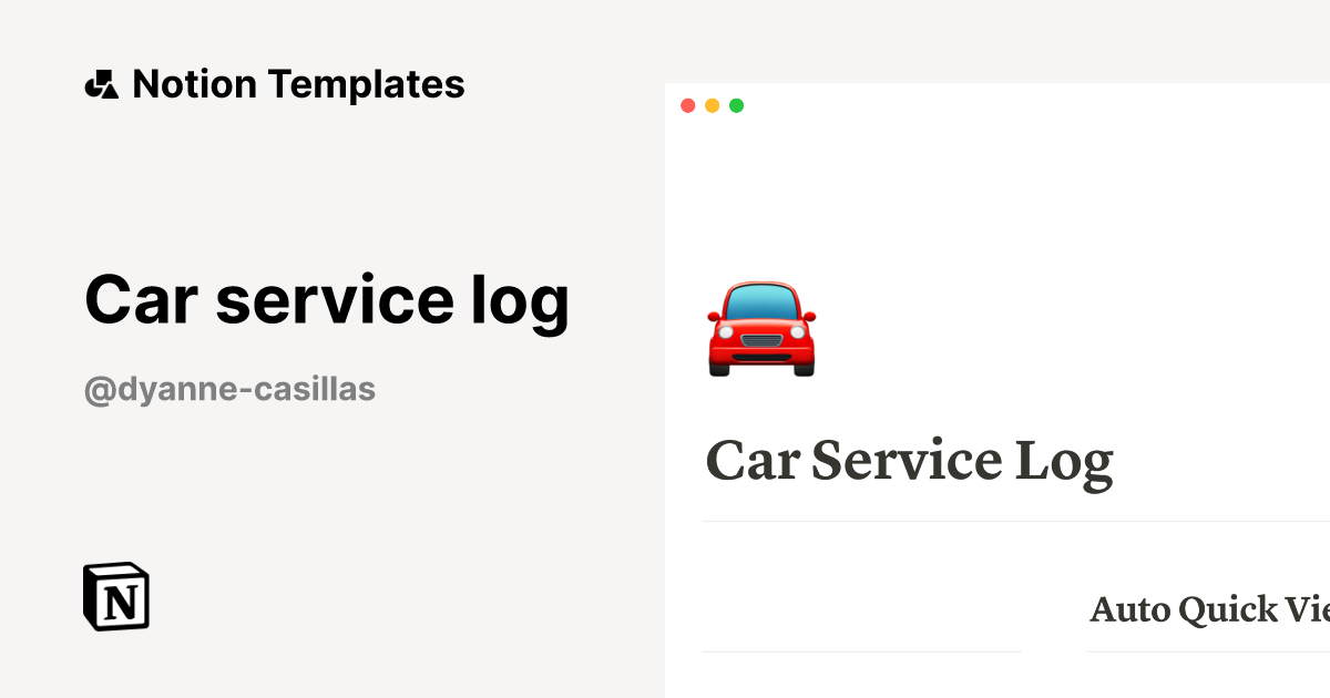 Car service log Template by Dyanne Casillas | Notion Marketplace