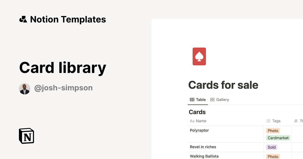 Card library Template | Notion Marketplace