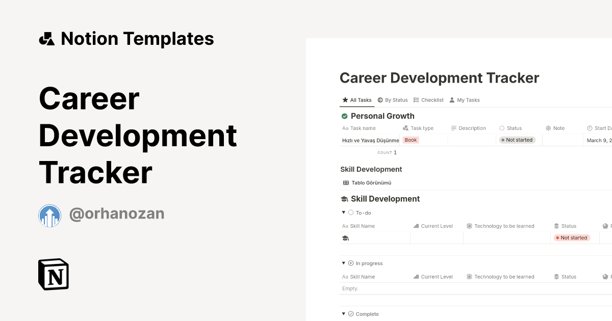 Career Development Tracker Template | Notion Marketplace